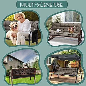 Sauqzoh Replacement Cushions for Swing, Swing Cushions 3 Seater Replacement, Waterproof Thicken Washable Pad Cushion for Outdoor Indoor Furniture Swing Patio (Khaki, Swing Cushions 55inch)