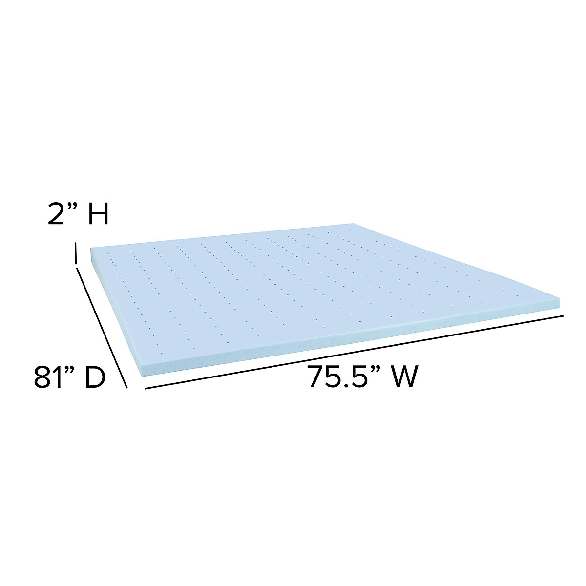 EMMA + OLIVER 2 Inch Gel Infused Memory Foam Mattress Topper, CertiPUR-US Certified Foam, King Size