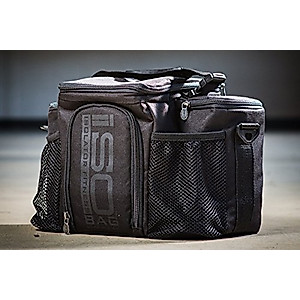 Meal Prep Bag ISOBAG 3 Meal Insulated Lunch Bag Cooler with 6 Stackable Meal Prep Containers, 2 Ice Pack ISOBRICKS, and Shoulder Strap - MADE IN USA (Blackout)
