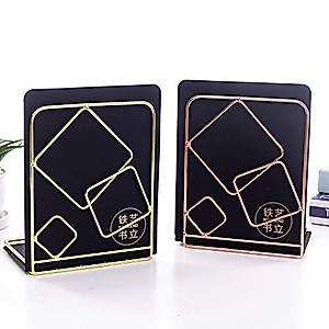 SIPLIV Creative Minimalist Style Bookends Metal Adjustable Books Holder Stand Book Rack Desk Bookend - Cude, Rose Gold