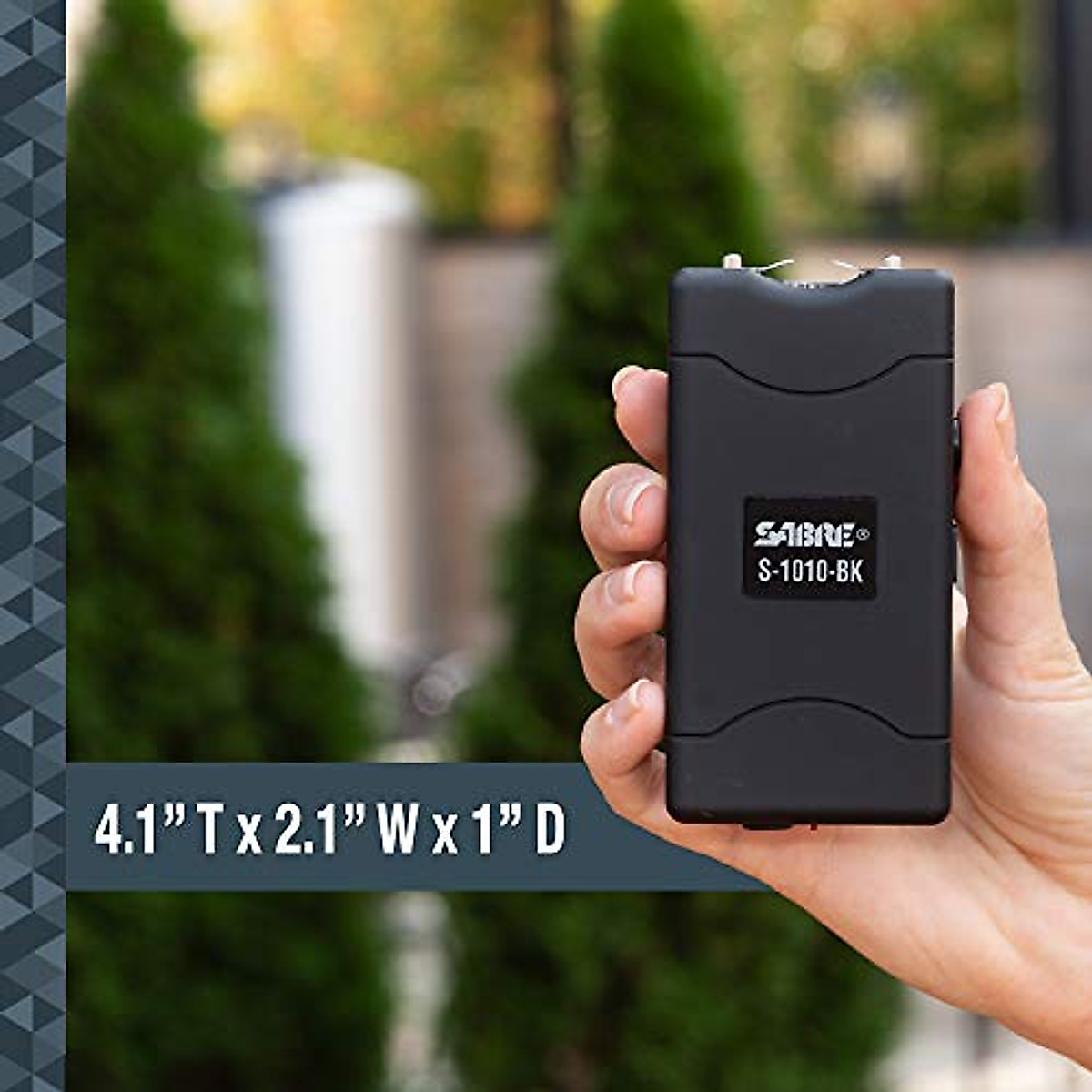 SABRE 2-in-1 Stun Gun with LED Flashlight, Self Defense Stun Gun with Painful 1.160 µC Charge, 120 Lumens, Rechargeable Battery, Easy to Use Safety Switch, Belt Holster for Quick Access