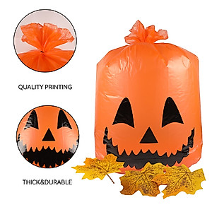 Labeol Halloween Pumpkin Leaf Bags 6Pcs Halloween Decorations Outdoor Halloween Lawn Bags with Ties Halloween Goodie Bags Trash Bag Yard Waste Bags Fall Garden Decor