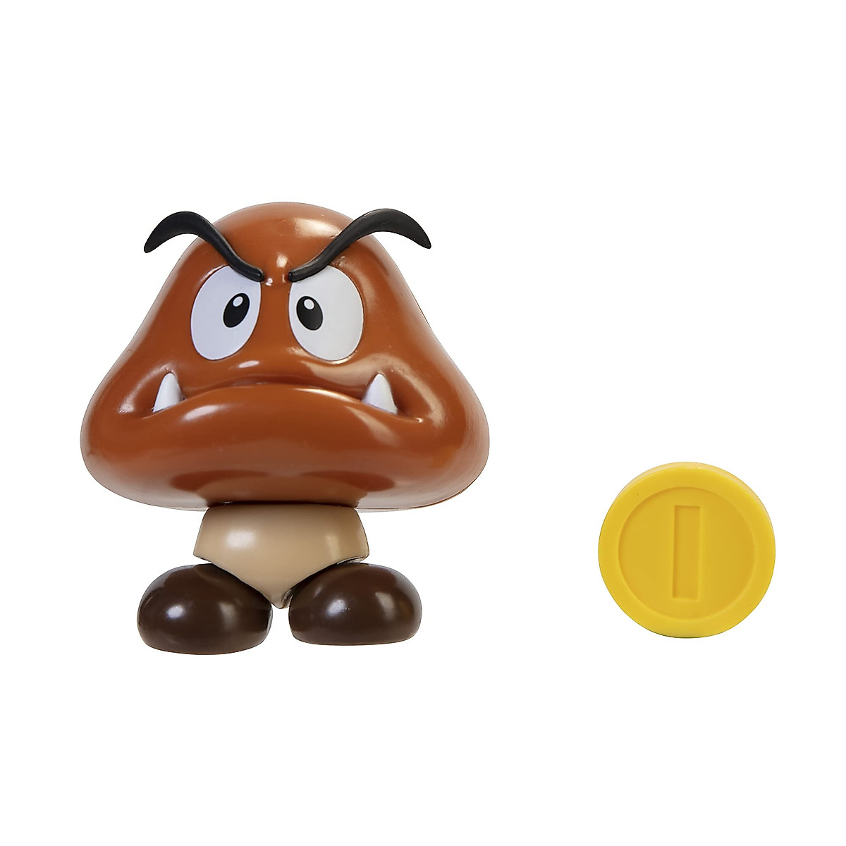 Super Mario Action Figure 4 Inch Goomba Collectible Toy with Coin Accessory