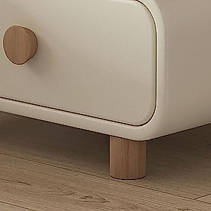 Bedside Cabinet with 2 Drawers,Mid-Century Modern 2 Drawer Solid Wood Nightstand,Wood Side Table End Table for Bedroom (Khaki)