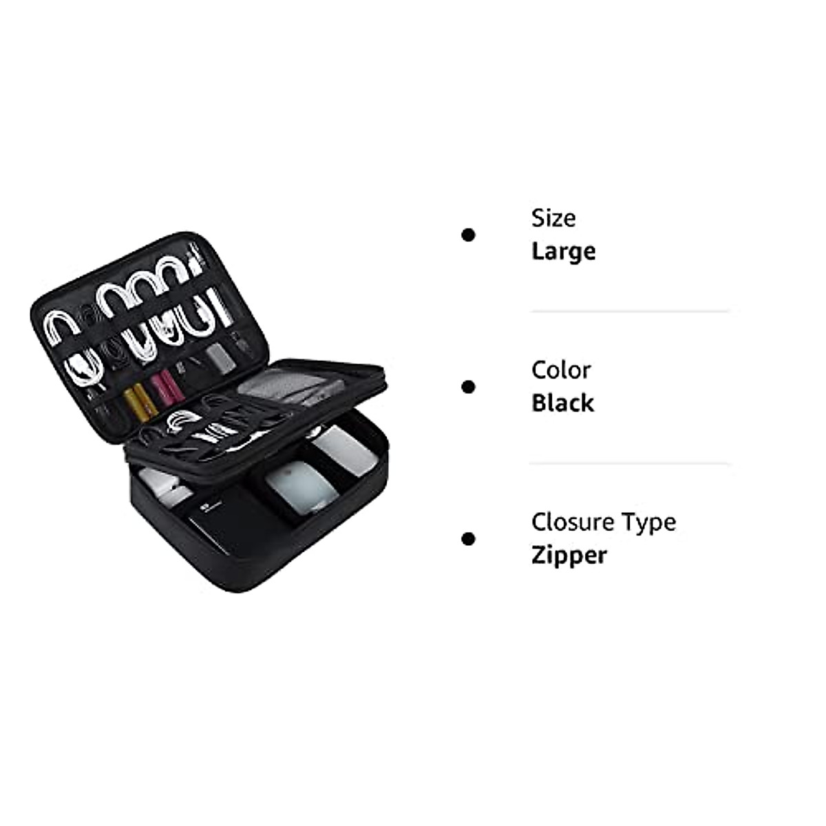 BAGSMART Electronic Organizer,Large Double Layer Cable Bag,Travel Organizer Bag,Electronics Accessories Storage Cases for iPad,Cables,Chargers,Hard Drive,Game Cards