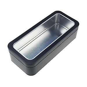 Goodma 7Pcs Rectangle Metal Tins Containers with Lids Mini Storage Canister Jars Set for Home Kitchen, Office and School Supplies, 5.9" x 2.75" x 1.57" (Black)