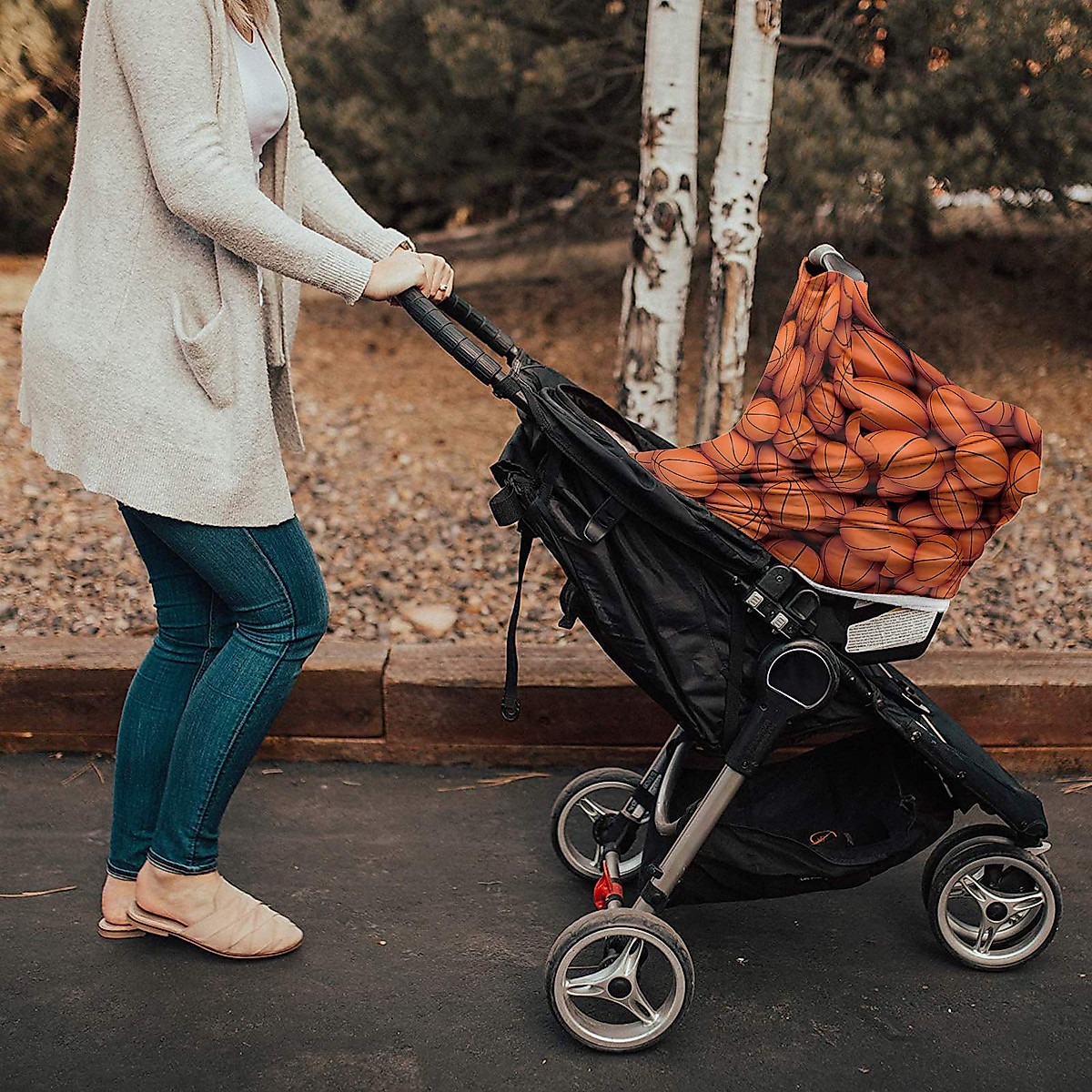 Basketball Balls Pattern Baby Nursing Cover for Breastfeeding, Breathable Stretchy Nursing Scarf Carseat Canopy for Boys or Girls Stroller Car Seat Covers Outdoor Sports