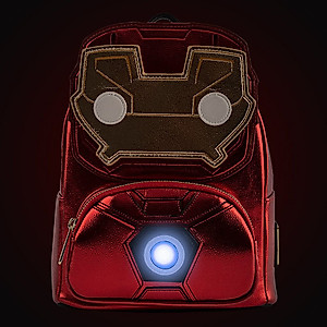 Loungefly x Marvel Iron Man Light Up Mini Backpack Metallic Leather