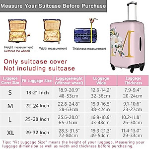 Flower Lette R Pink Luggage Cover Elastic Washable Stretch Suitcase Protector Anti-Scratch Travel Suitcase Cover for Kid and Adult M (22-24 inch suitcase)