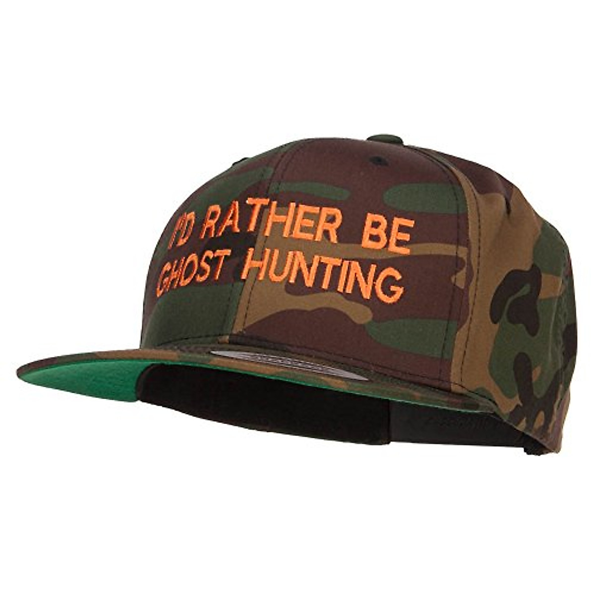 e4Hats.com I'd Rather Ghost Hunting Embroidered Camo Cap - Green OSFM