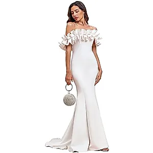 Ever-Pretty Backless Mermaid Bodycon Maxi Evening Dresses for Women Elegant Classy White US14