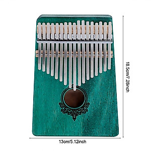 17 Key Thumb Piano with Carry Bag Tune Hammer Portable Handmade African Musical Instrument for Kids Adult Beginners Professionals(Green)