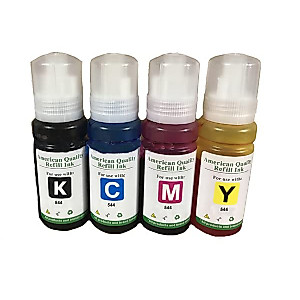 Vivid Colors Compatible Ink Bottle Replacement for 544 T544 use with EcoTank L3110 L3150 All-in-One Printer (Black, Cyan, Magenta, Yellow, 4-Pack)