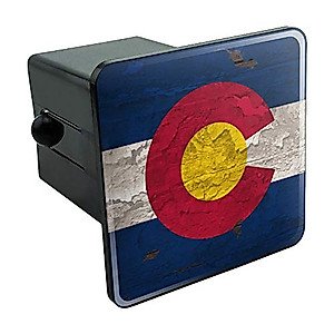 Rustic Distressed Colorado State Flag Tow Trailer Hitch Cover Plug Insert