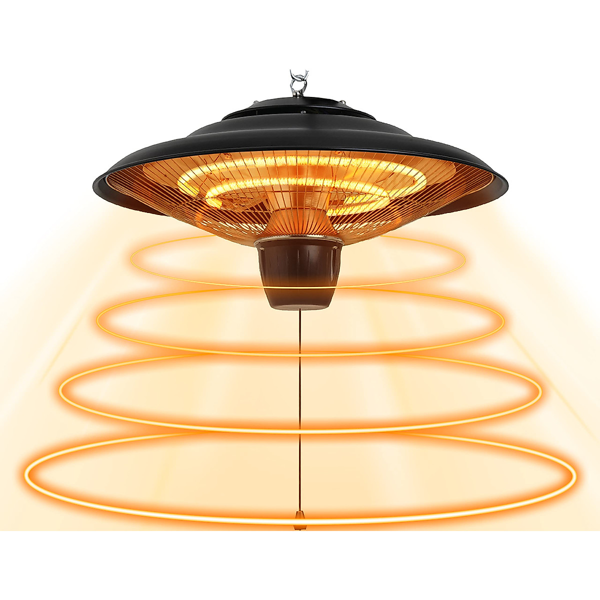 Outdoor Heater, 1500W Hanging Patio heaters, Ceiling Mounted Heater for Balcony, Halogen Heaters for Courtyard, 3S Fast Heating, IP24 Waterproof, Rated 2 Power Levels, for Outdoor, Great Room, Garage.