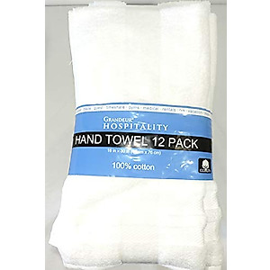Grandeur Hospitality Towels 12 Pack 100% Ring Spun Cotton Soft-Durable-Absorbent Hand Towels