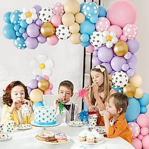 Ouddy Life 176Pcs Blue Balloons Arch Garland Kit, Blue Birthday Decorations Girl with Dog Paw Bone Daisy flower Pink Blue Purple Blush Balloons for Girls Boy Puppy Birthday Party Baby Shower Decor