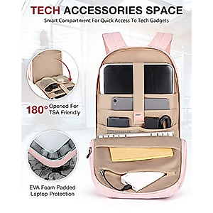 BAGSMART Travel Backpacks Laptop Backpack 17.3 Inch Notebook Water Resistant Casual Daypack Super Large Bags for Business Work Computer Bag School College Bookbag Women Girls Pink