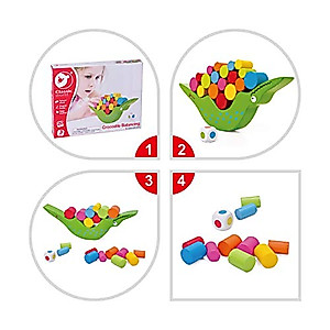 Classic World Wooden Stacking Blocks Balancing Game Crocodile Math Game Wooden Stacking Blocks and Sorting Toy Educational Toys for Preschool Kids