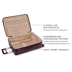 Briggs & Riley Sympatico Hardside Medium Spinner Luggage, Plum, 27-Inch Checked