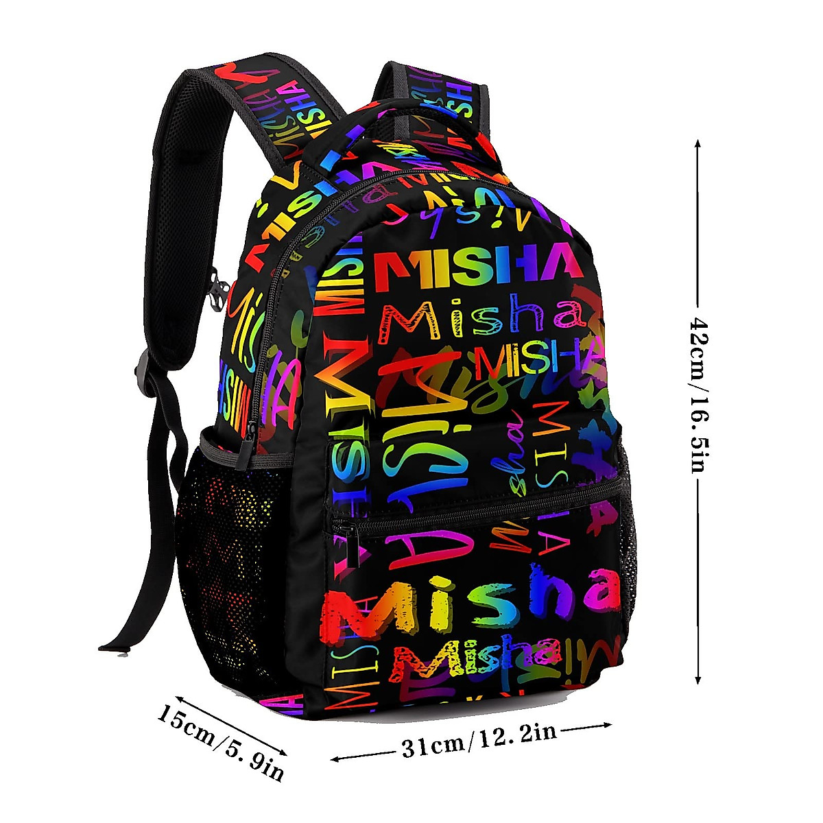 ZAACUSTOM Personalized School Backpack with Name Text Polyester Elementary Customize Book Bag for Kids Boys Girls Custom Bookbag, Waterproof, Fashion, Adjustable Shoulder Straps, 1 Pack