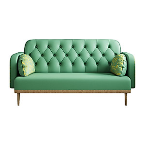 SZLIZCCC 55" Velvet Sofa Chair, Modern Low-Key Luxury Loveseat Sofa, Armrests and Pillows with Branch Jacquard Pattern, Golden Metal Legs (PU Green)