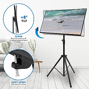 Mount-It! TV Tripod Stands for Flat Screens - Holds 77 Pounds and Carries 43-65 Inch Flat or Curved Screens | TV Floor Stand Adjustable Max Height of 6 Feet | Portable Tv Stands Assembles in Seconds