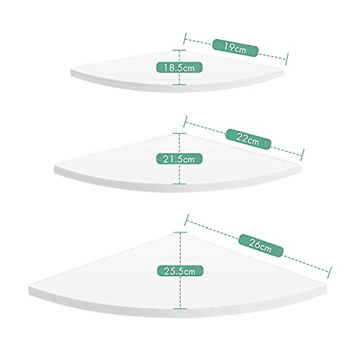 Yosoo Corner Floating Shelf, 3Pcs Floating Corner Shelf Wall-Mounted Storage Rack Bookshelves Home Furniture Office Decor, Wall Shelf Corner Shelves, Saving Space Round Design Bearing Load up 5kg