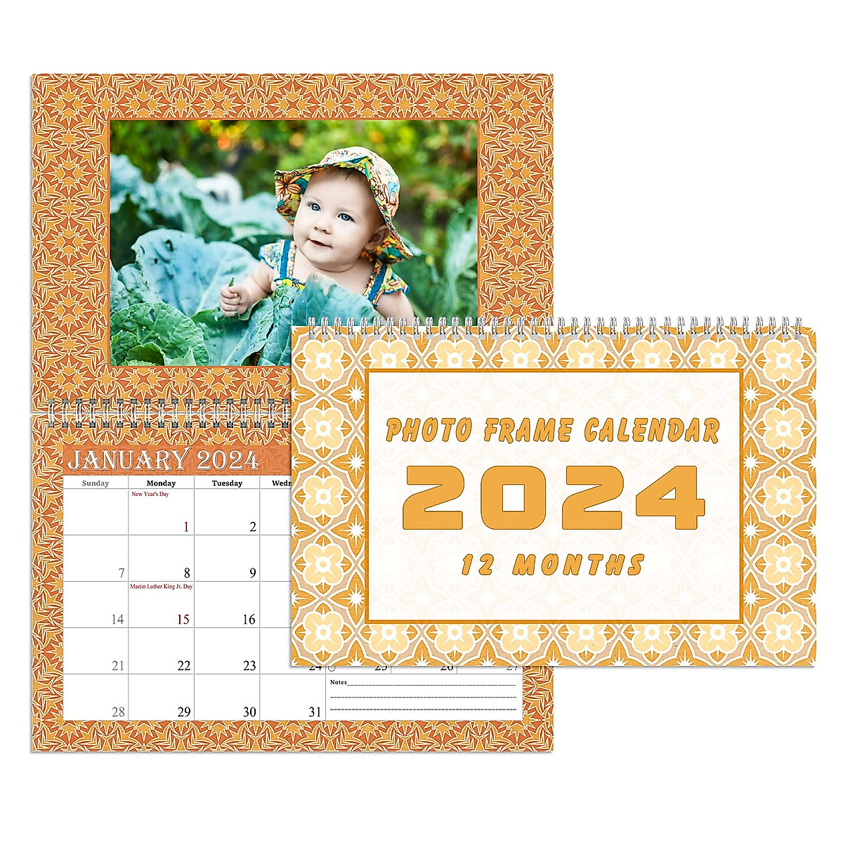 2024 Photo Frame Wall Spiral-bound Calendar (Add Your Own Photos) - 12 Months Desktop/Wall Calendar/Planner - (Edition #09)