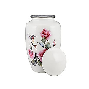 Humming Bird Cremation URNS,URN for Human Ashes, Adult URN for Funeral, Burial, Columbarium or Home, Cremation Urns for Human Ashes Adult 200 Cubic Inches:- with Velvet Bag