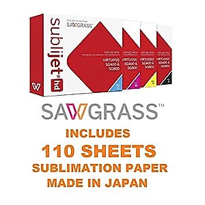 Sawgrass SUBLIJET HD Inks for Virtuoso SG400 & SG800 Printer - Bundle with SUBLIMAX Sublimation Paper Cyan Yellow Magenta Black