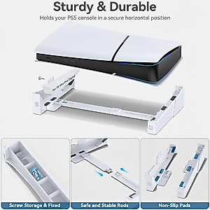 Kosker PS5 Stand Horizontal for PS5/ Slim/Pro Disc & Digital Console, Scalable Design for PlayStation 5 Slim Horizontal Stand with Fixed Screw, Stable PS 5 Base Holder for PlayStation 5 Console