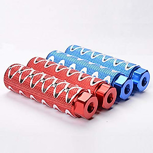 TUKIBNY Bike Pegs, Anti-Skid Aluminum Alloy BMX Foot Pegs Cycling Rear Stunt Pegs Fit 3/8 inch Axles(Blue)