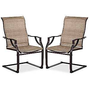 BALI OUTDOORS Patio Dining Chairs Set of 2, Textilene Outdoor Furniture Chairs Firepit Chairs All Weather Resistant Rocking Chairs, Brown