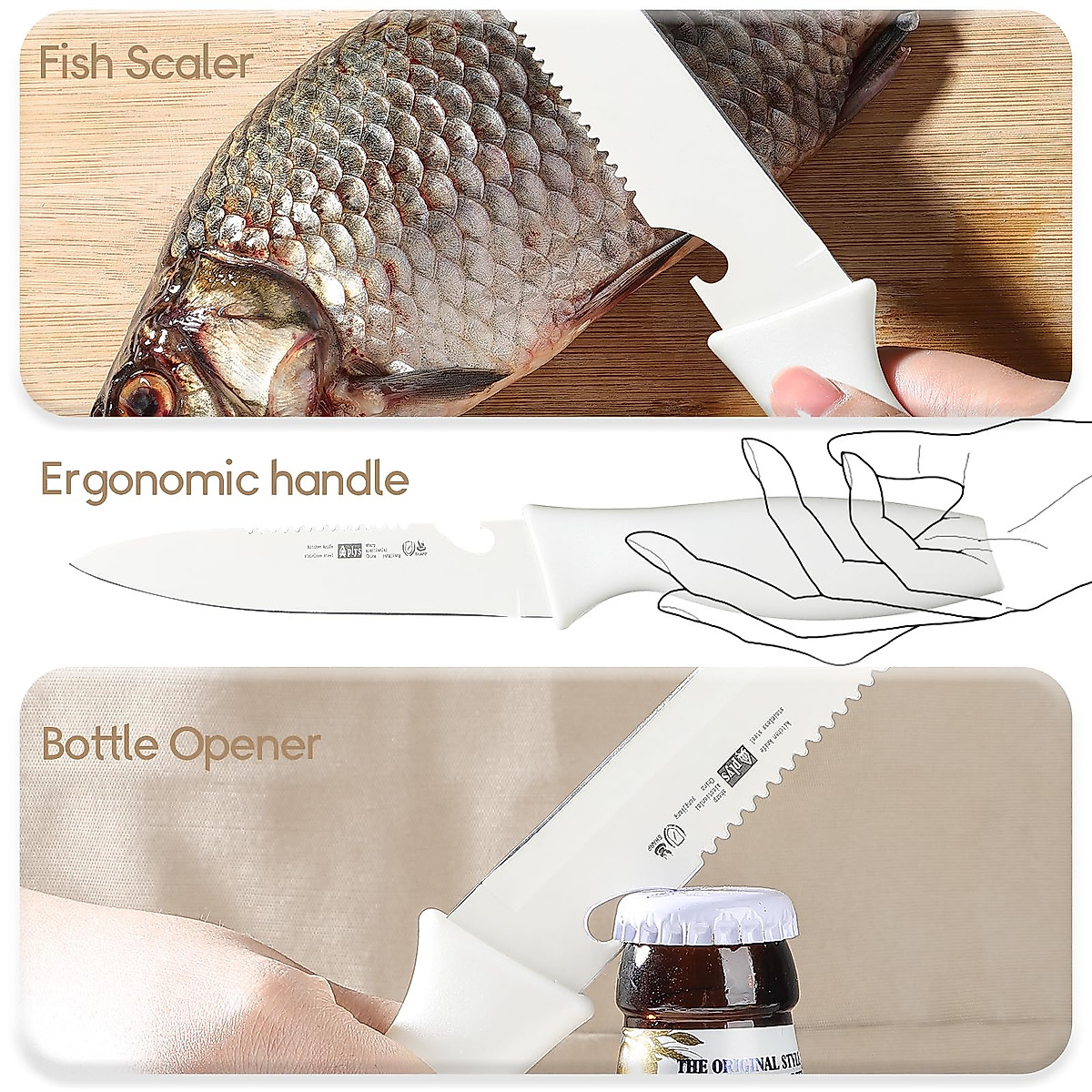 Plys Paring Knife - 4.5 inch Paring Knives Set of 4 Small Kitchen Knife, Sharp Fruit Paring Knife and Coring, Bottle Opener Design German Stainless Steel Ergonomic Handle