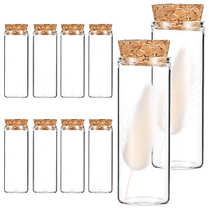 Baluue 10 pcs Glass Test Tubes, 30x80 mm Clear Borosilicate Glass Test Tubes with Cork Stoppers Good Seal for Fluids Container for Lab Use Candy Dried Flowers Storage Tubes