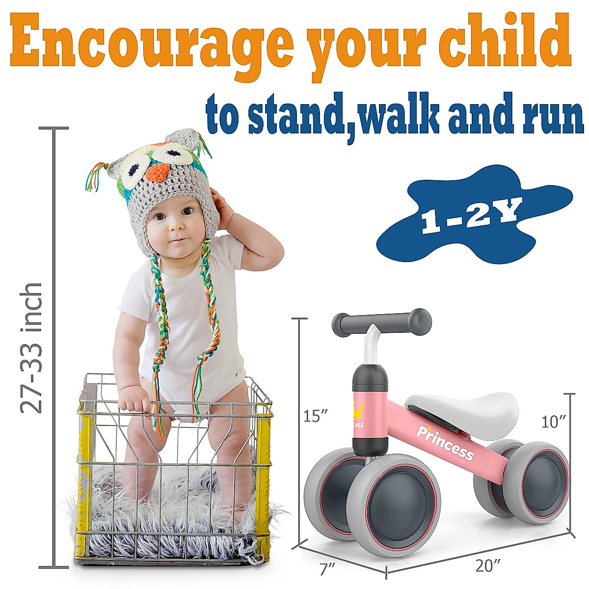 Toys for 1 Year Old : Balance Bike - Ideal 1 Year Old Girl Birthday Gift