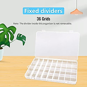 FYY (2 Pack Plastic Organizer Box 36 Grids, Clear Plastic Organizer Box Storage, Jewelry Craft Storage Container, Bead Box, Fishing Tackles Box, Jewelry Box, Embroidery DIY Art Craft Accessory