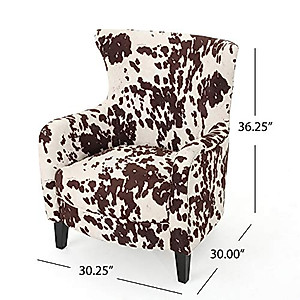 Christopher Knight Home Arabella Classic Velvet Club Chair, Milk Cow / Dark Brown