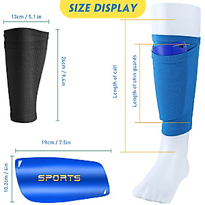 2 Pairs Soccer Shin Guards with Shin Guard Sleeves Adult Youth Soccer Shin Guards for Boys Girls Soccer Games Leg Protection Reduce Shocks and Injuries (Blue Black)