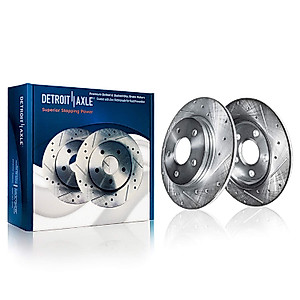 Detroit Axle - Brake Kit for 2009-2014 TL Front & Rear Drilled & Slotted Disc Brake Rotors Ceramic Brakes Pads 2010 2011 2012 2013 Replacement