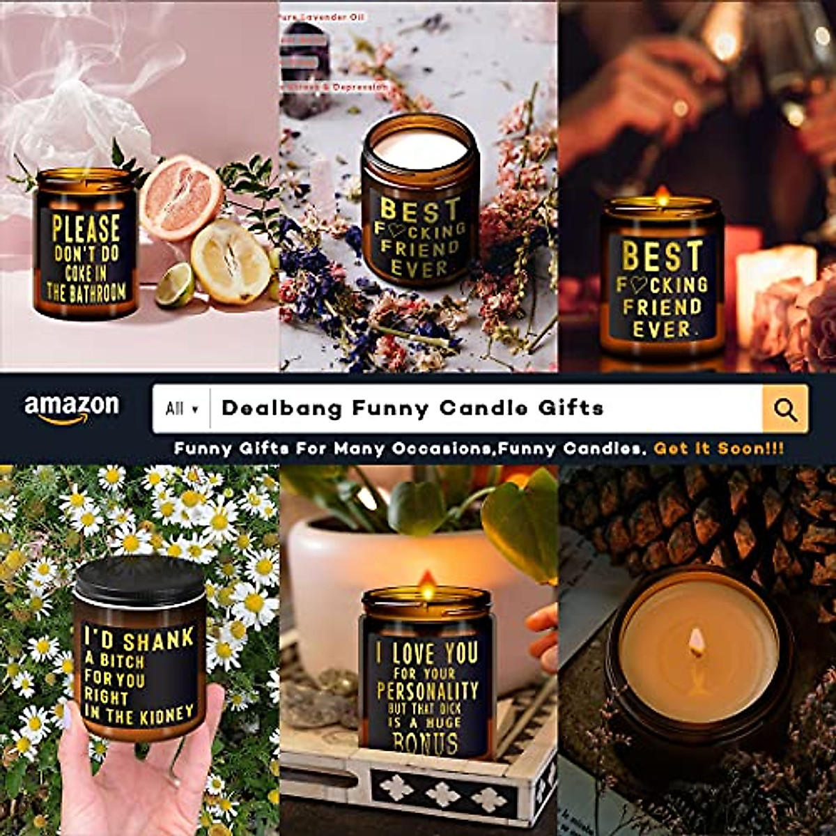 Dealbang Lavender Candle – 7.8 x 7.8 x 9.8cm Soy Candles for Home Scented – Funny Gift Candle for Women ,Men,Lovers and Valentine Day