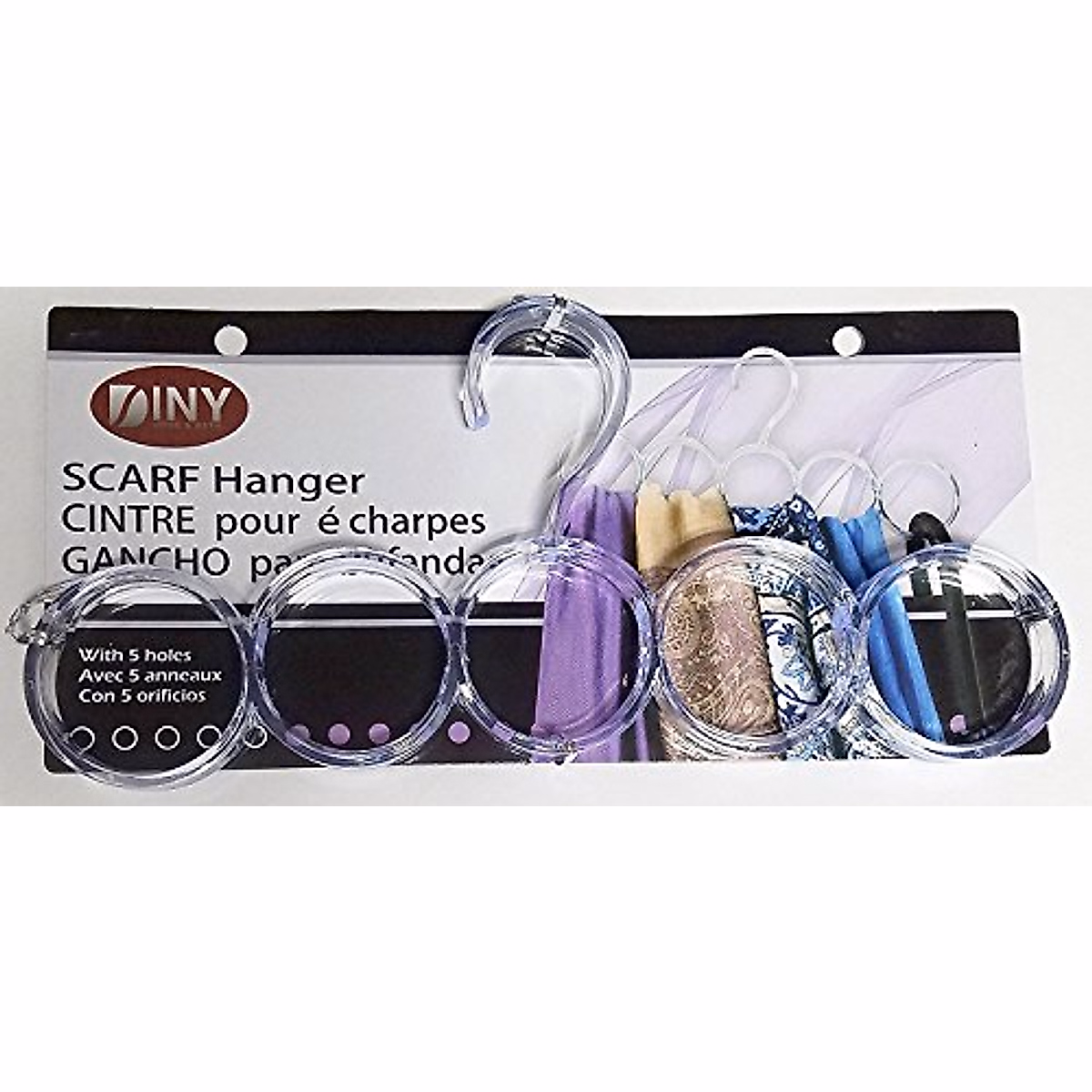 Efficient Closet Organizer: 5-Hole Snag-Free Scarf Hanger - Durable Plastic Storage Solution for Scarves, Belts, Jewelry, and More