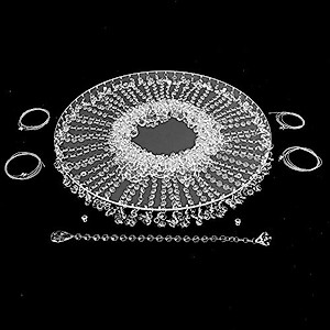 Romantic Wedding Crystal Chandelier Style Drape Suspended Cake Swing Hanging Crystal Cake Rack Cake Swing Stand for Tea Party Wedding Birthday (Crystal, Diameter 60cm/23.6in)