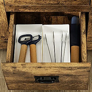 HOMCOM Industrial Sideboard Buffet Cabinet, Kitchen Cabinet with Five Drawers, Two Door Cabinets, Adjustable Shelf Coffee Bar Cabinet, Brown