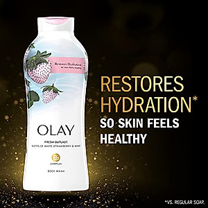 Olay Fresh Outlast Cooling White Strawberry & Mint Body Wash, 22 oz, (4 Count)
