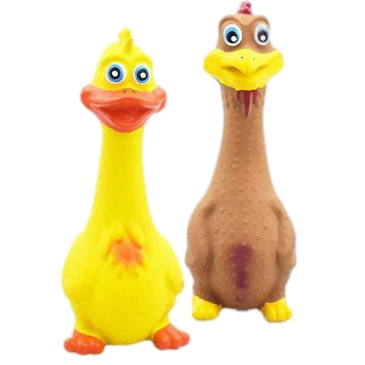 Gazechimp 2Pcs Shrilling Screaming Rubber Chicken Pet Dog Toy Squeaker Chew Gifts