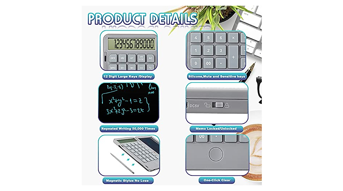 Hion 12-Digit Rechargeable Calculator for Office & School