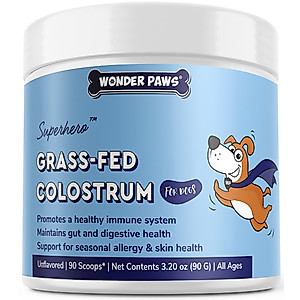 Premium Grass Fed Colostrum for Dogs – Pure Bovine Colostrum for Dogs – Immune, Allergy, Skin & Itch Relief – All Ages, Sizes & Breeds – 3.20oz