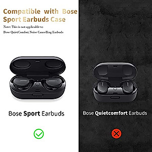 WQNIDE Bose Sport Earbuds Case Silicone Protective Cover [Front LED Visible] Soft Skin Designed for Bose Sport Earbuds with Keychain (Black)